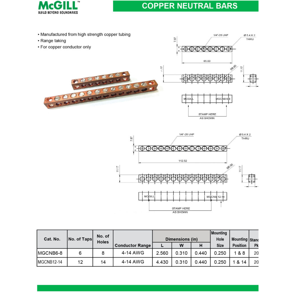 Copper Neutral Bars - Prisma Electrical Controls Corporation